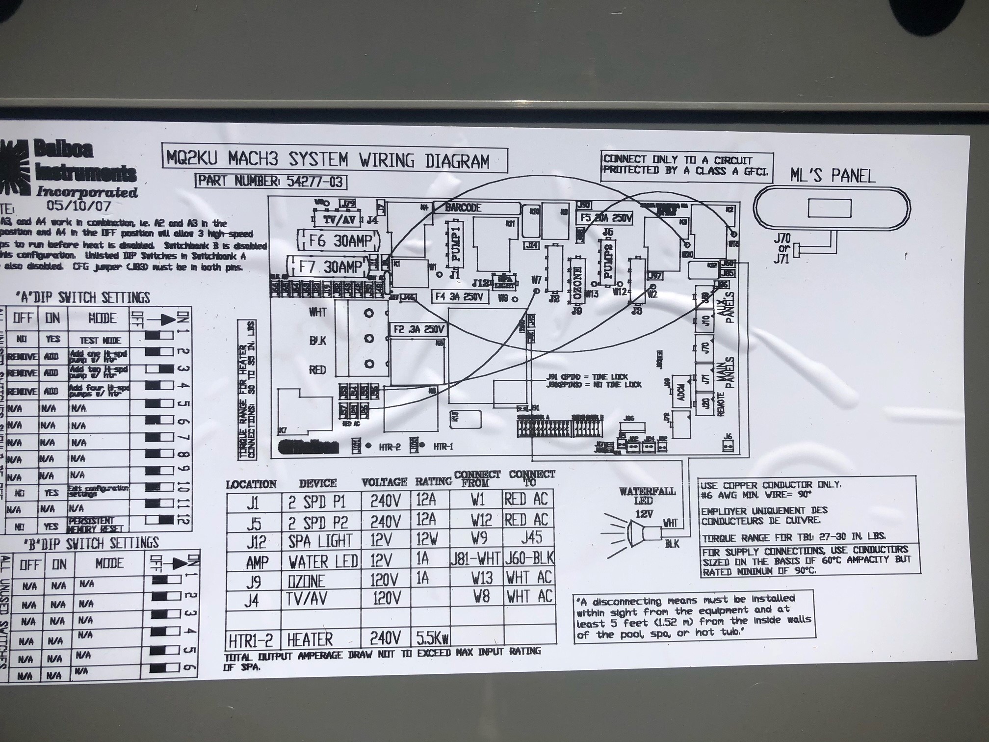 Marquis Epic Hot Tub Balboa controller 54277-03, Errors CFE A10 ...