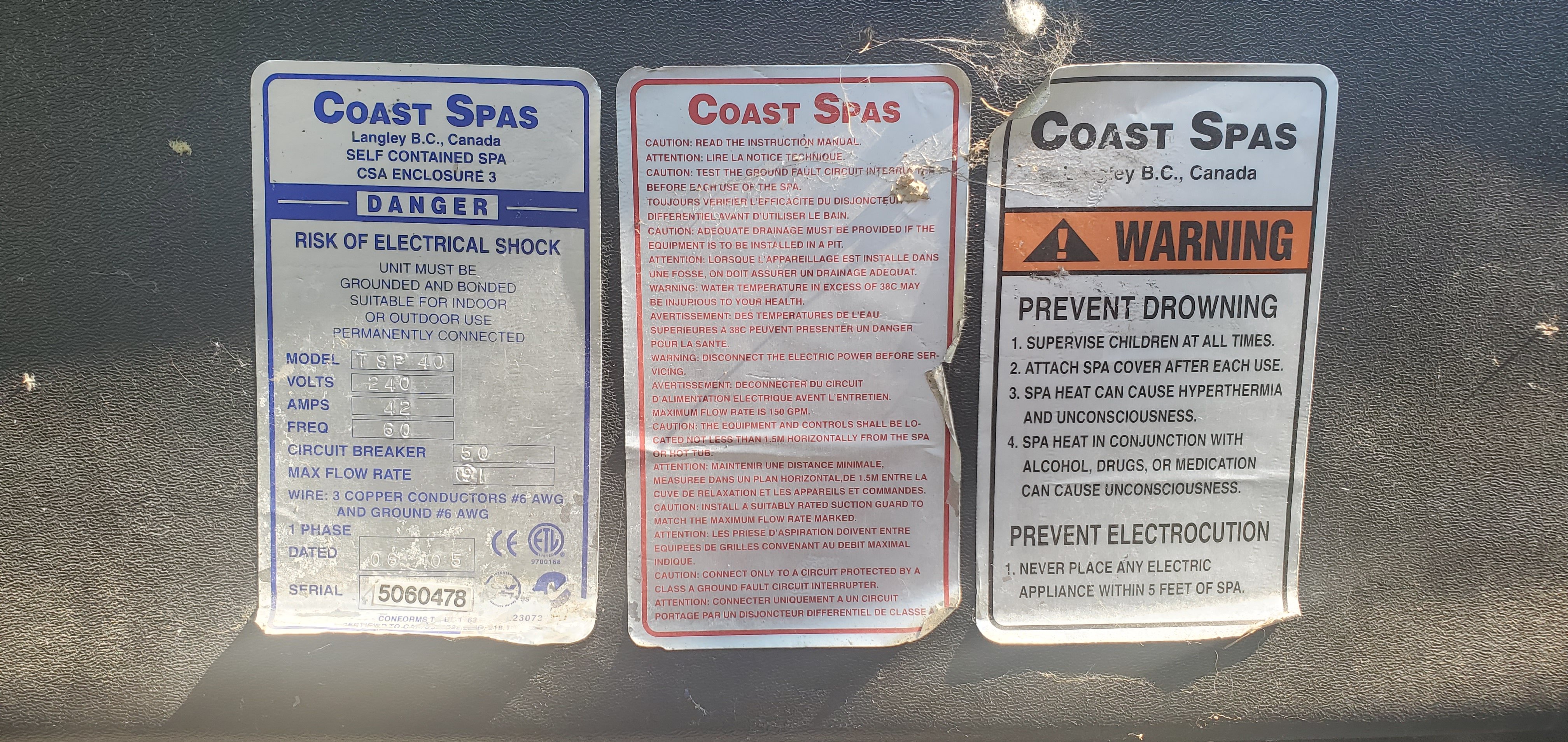 2005 Coast Spa (Bronze, Silver & Gold Series) replacement control panel ...